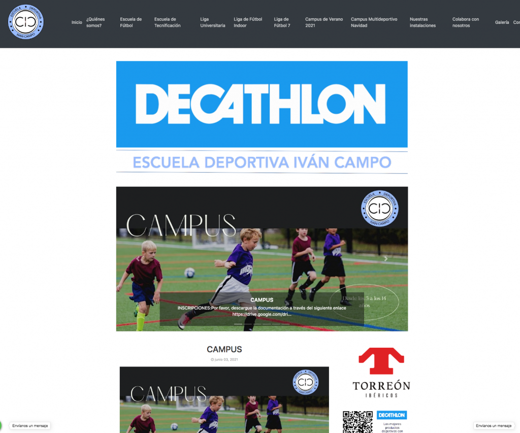 Gestión web "Escuela Deportiva Iván Campo" - JCA Comunicación