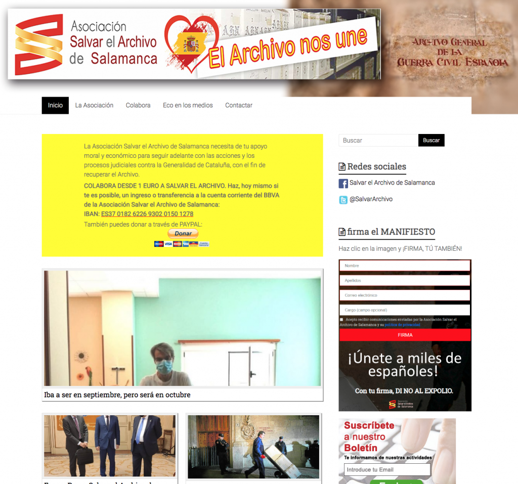 Comunicación de la asociación "Salvar el Archivo de Salamanca" - JCA Comunicación