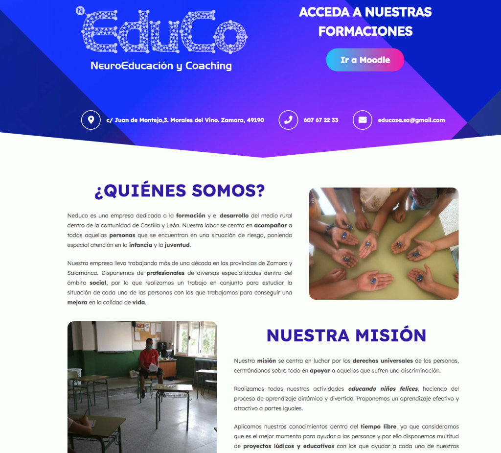 Diseño de página web y plataforma de formación online para Neduco - JCA Comunicación